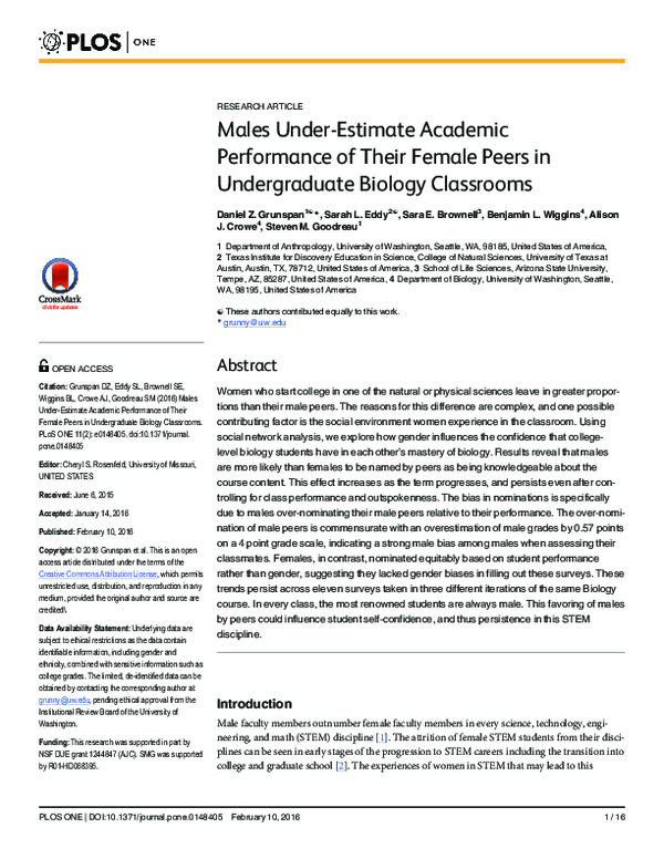 (PDF) Males Under-Estimate Academic Performance of Their Female Peers ...