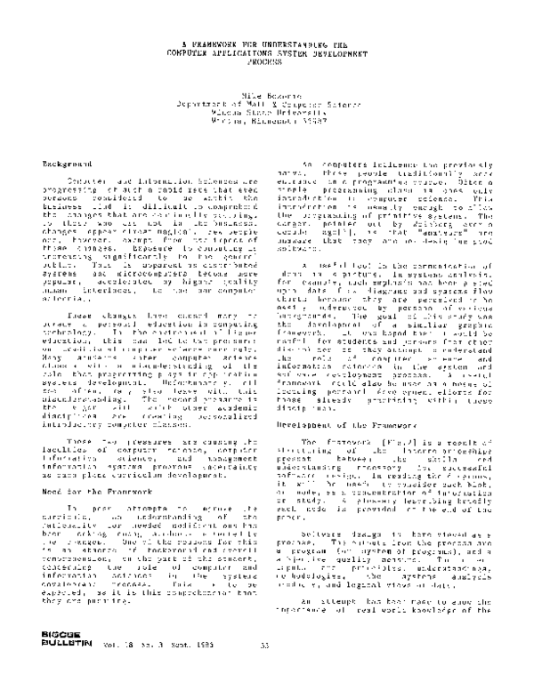 (PDF) A framework for understanding the computer applications system development process