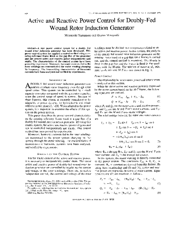 Pdf Active And Reactive Power Control For Doubly Fed Induction