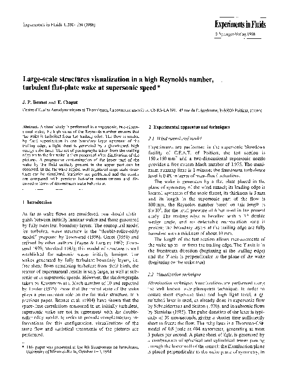 (PDF) Large-scale structures visualization in a high Reynolds number, turbulent flat-plate wake ...