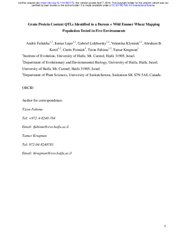 (PDF) Grain Protein Content QTLs Identified in a Durum × Wild Emmer Wheat Mapping Population ...