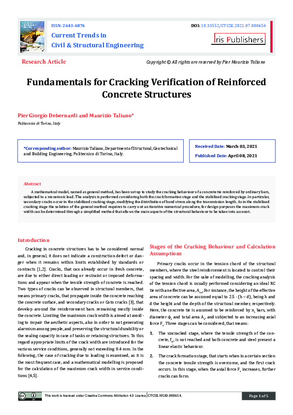 (PDF) Fundamentals for Cracking Verification of Reinforced Concrete Structures