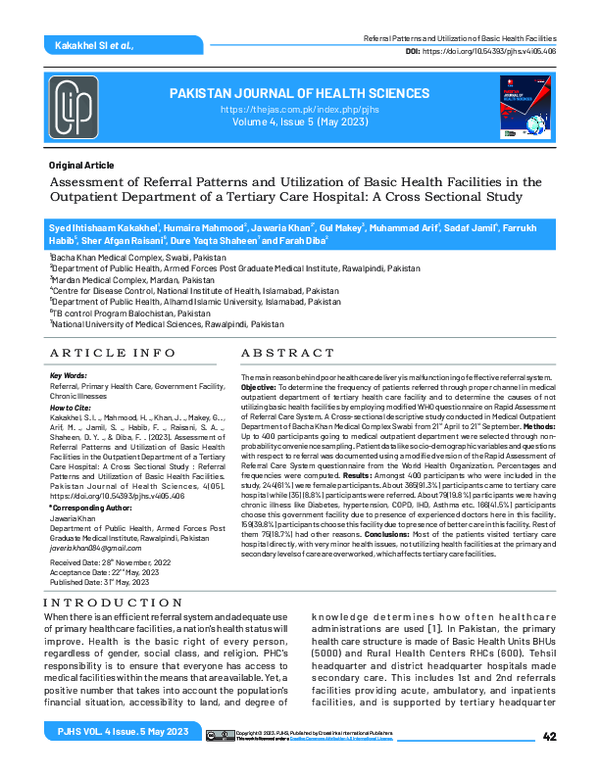 (PDF) Assessment of Referral Patterns and Utilization of Basic Health ...