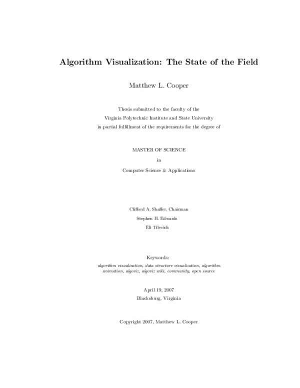 (PDF) Algorithm Visualization (PDF) Algorithm Visualization