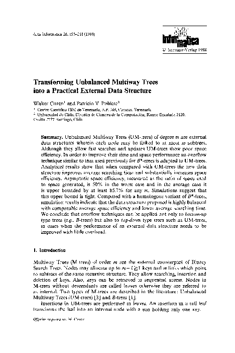 (PDF) Transforming Unbalanced Multiway trees into a practical external data structure