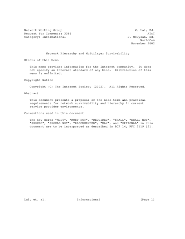 (PDF) Network Hierarchy and Multilayer Survivability