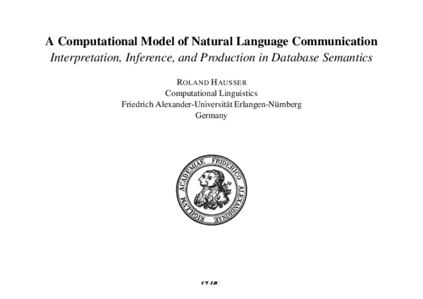 (PDF) A Computational Model of Natural Language Communication: Interpretation, Inference, and ...