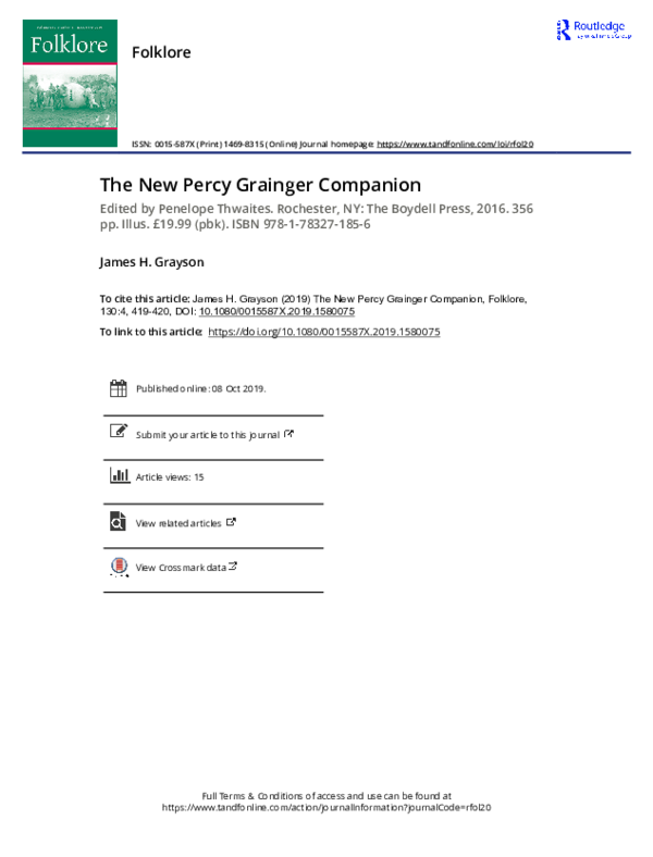(PDF) The New Percy Grainger Companion