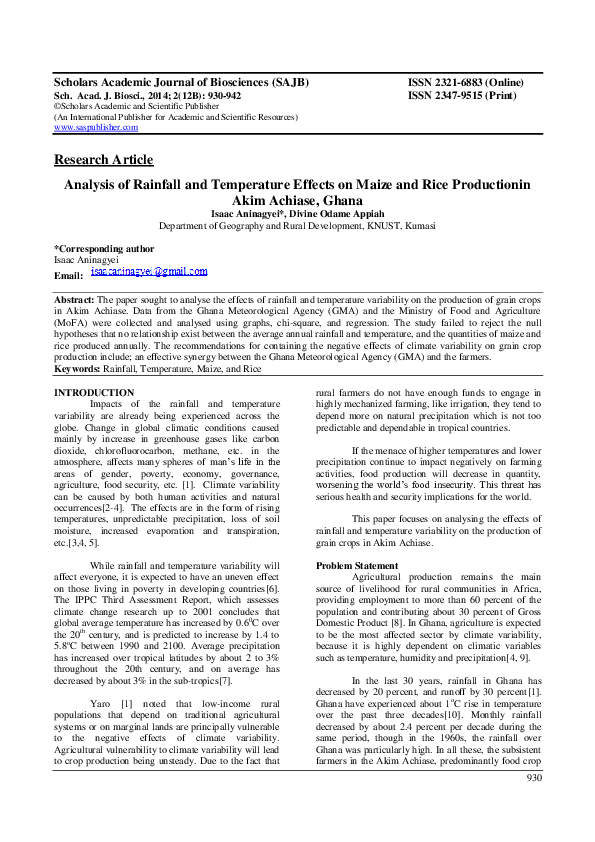(PDF) Research Article Analysis of Rainfall and Temperature Effects on ...