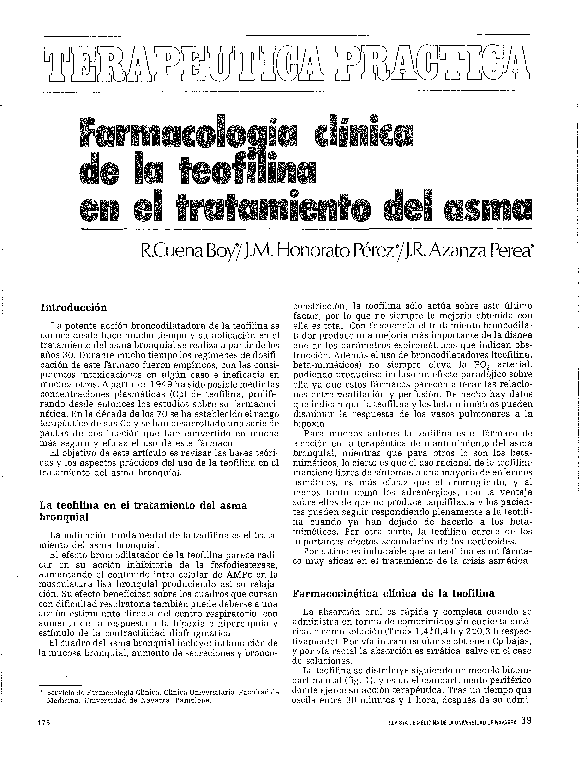 (PDF) Farmacología clínica de la teofilina en el tratamiento del asma