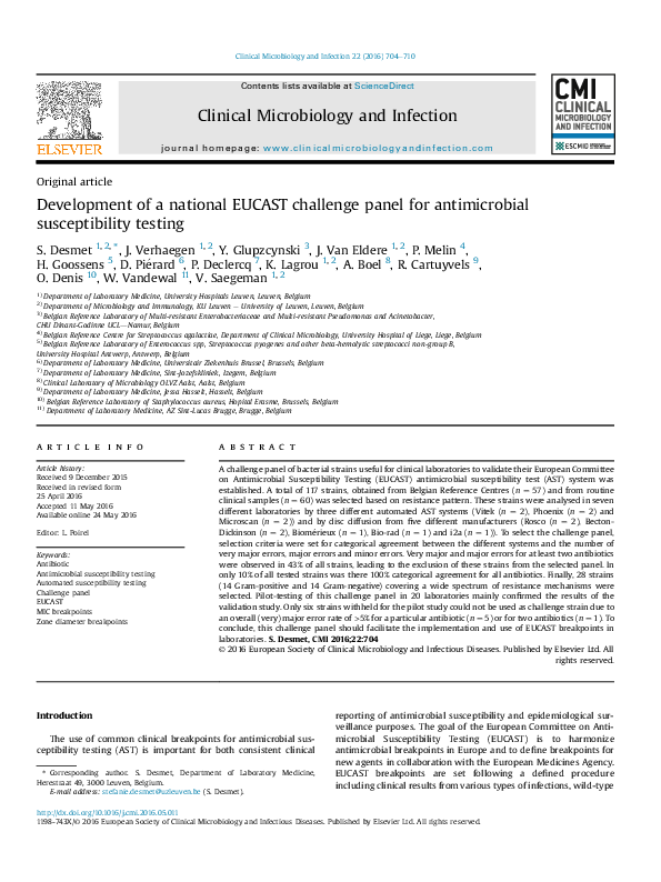 (PDF) Development of a national EUCAST challenge panel for ...