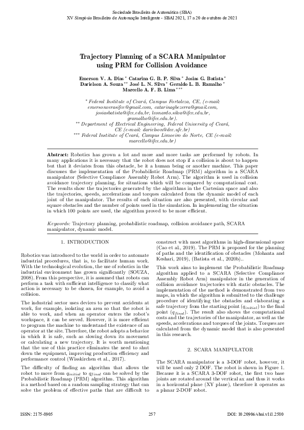 (PDF) Trajectory Planning of a SCARA Manipulator using PRM for ...
