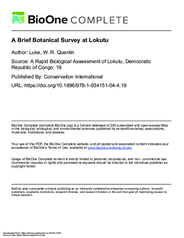 (PDF) A Brief Botanical Survey at Lokutu