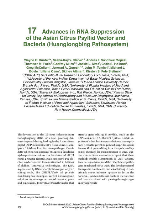 (PDF) 17. Advances in RNA Suppression of the Asian Citrus Psyllid ...