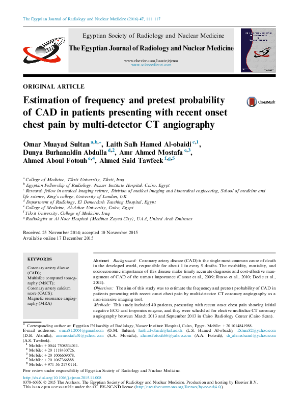 (PDF) Estimation of frequency and pretest probability of CAD in ...