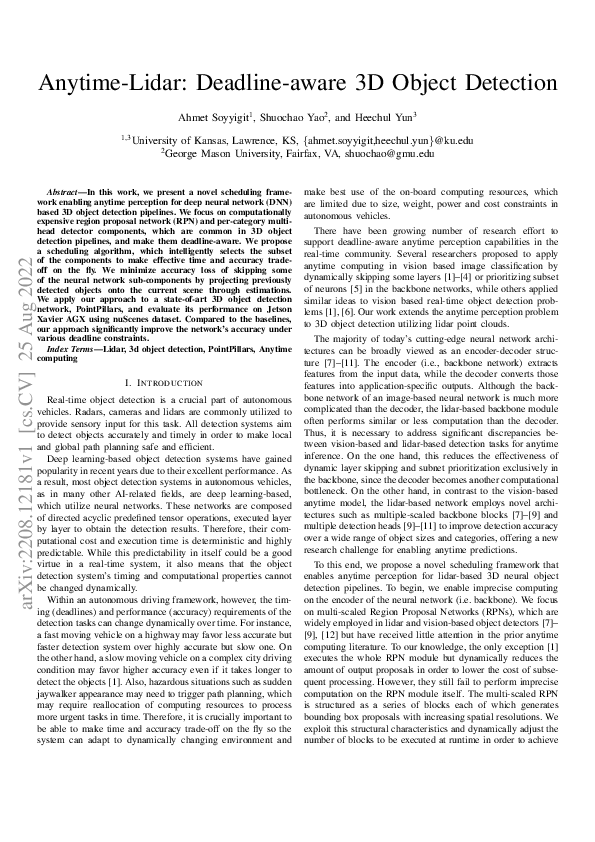Pdf Anytime Lidar Deadline Aware 3d Object Detection