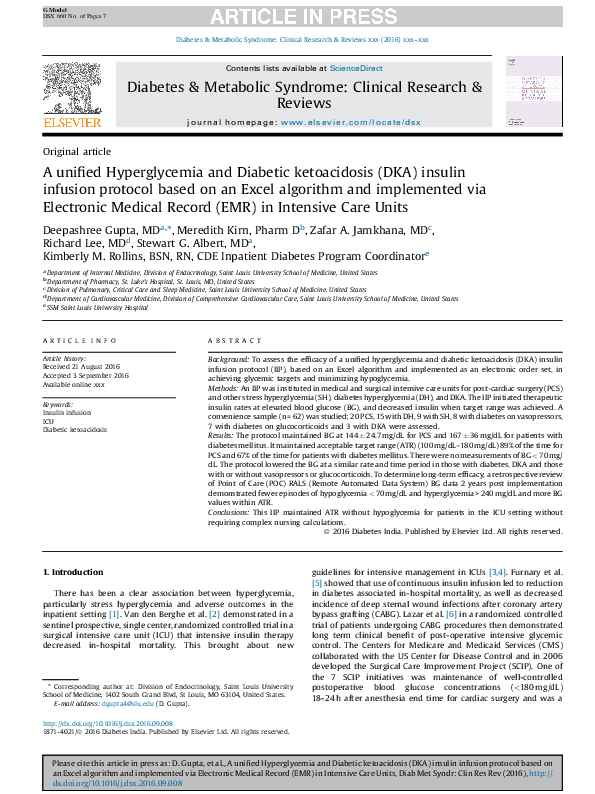 (PDF) A unified Hyperglycemia and Diabetic ketoacidosis (DKA) insulin ...