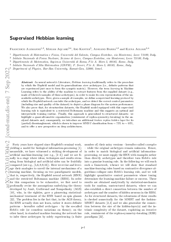 (PDF) Supervised Hebbian learning