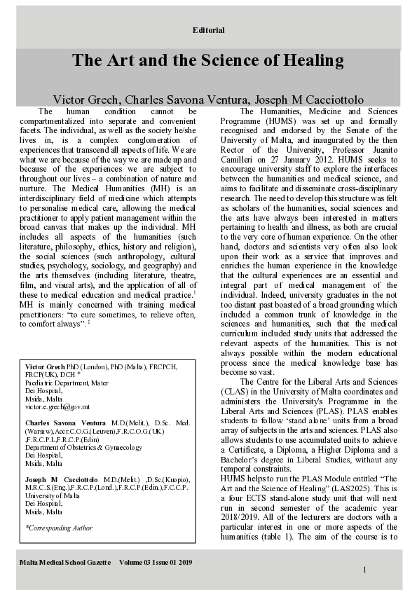 (PDF) The art and the science of healing