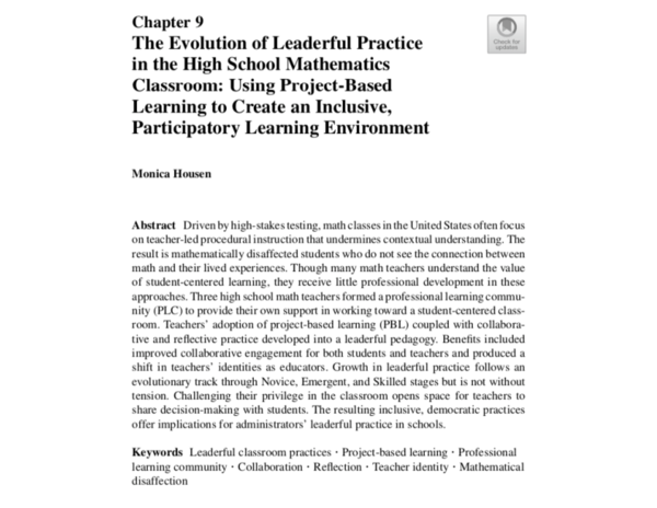 (PDF) The Evolution of Leaderful Practice in the High School Mathematics Classroom: Using ...