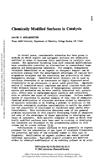 (PDF) Chemically Modified Surfaces in Catalysis