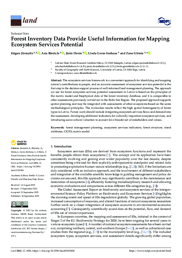 (PDF) Mapping Ecosystem Services Using Forest Data