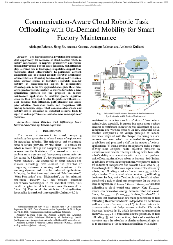 (PDF) Communication-Aware Cloud Robotic Task Offloading With On-Demand Mobility for Smart ...