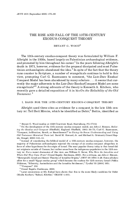 (PDF) The Rise and Fall of the 13th-Century Exodus-Conquest Theory
