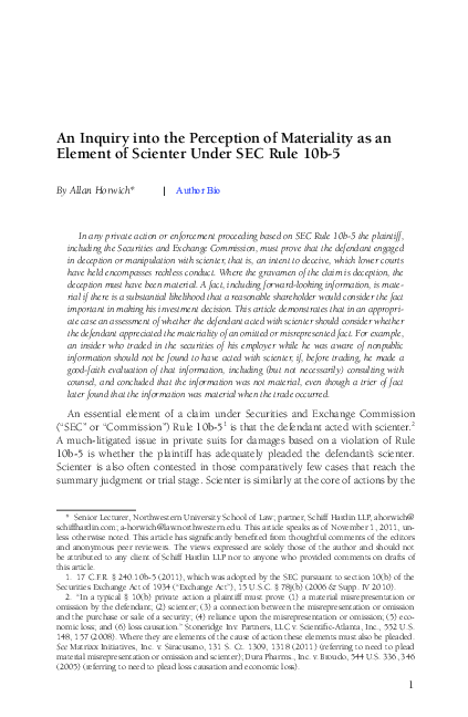 (PDF) AN INQUIRY INTO THE PERCEPTION OF MATERIALITY AS AN ELEMENT OF ...