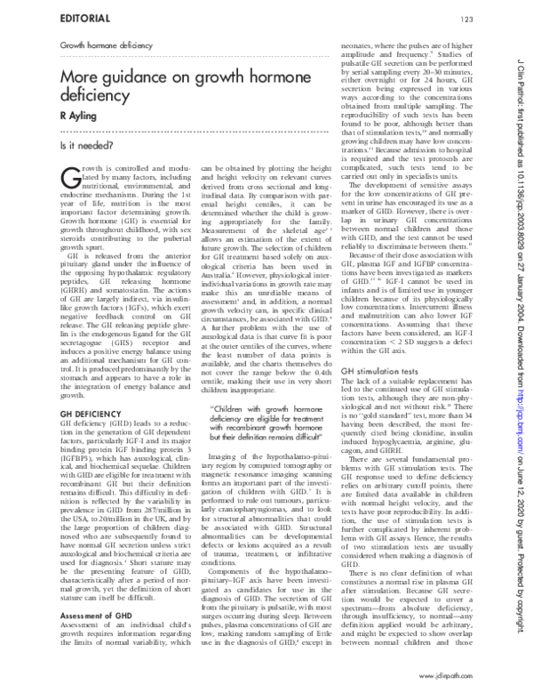(PDF) More guidance on growth hormone deficiency