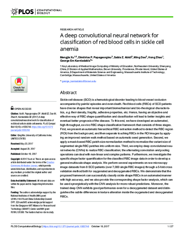 (PDF) A deep convolutional neural network for classification of red blood cells in sickle cell ...
