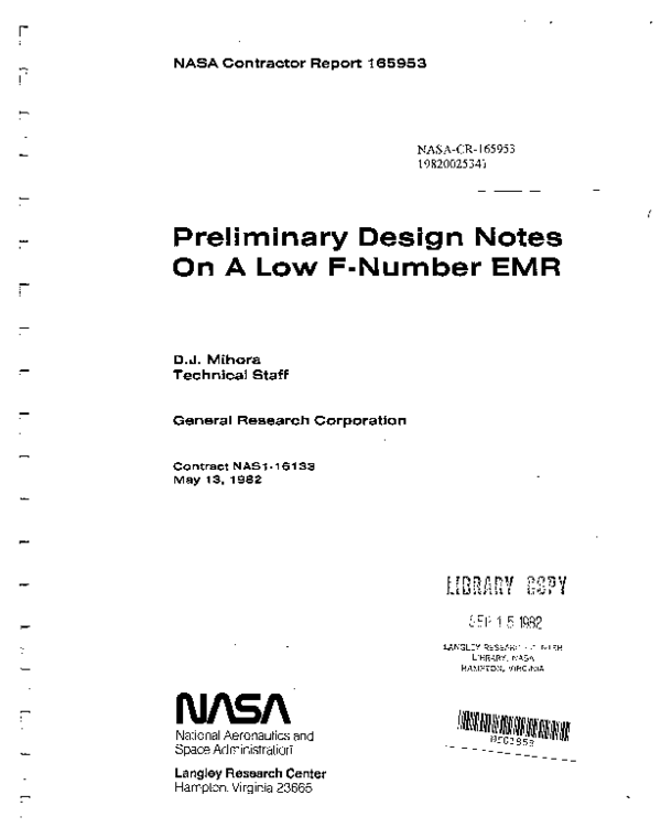 (PDF) Preliminary design notes on a low F-number EMR