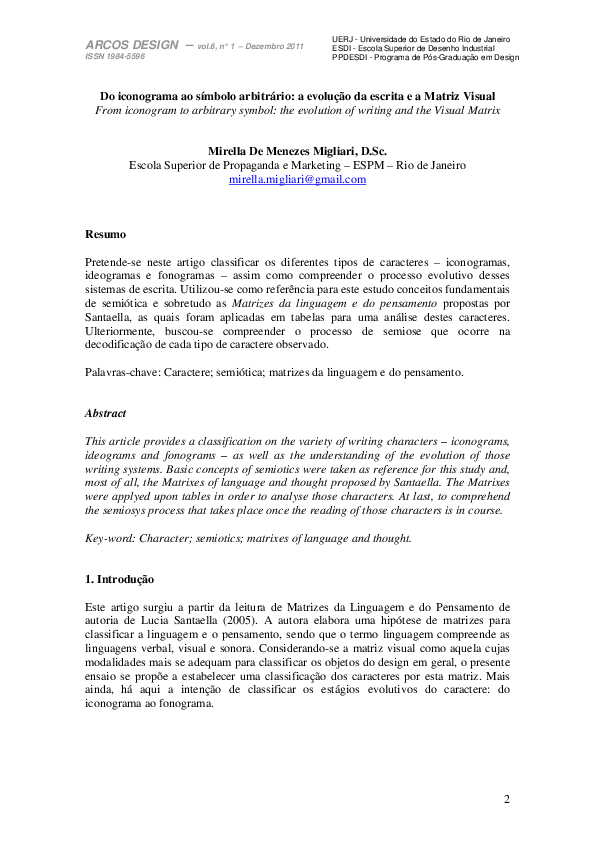 (PDF) Do iconograma ao símbolo arbitrário: a evolução da escrita e a ...