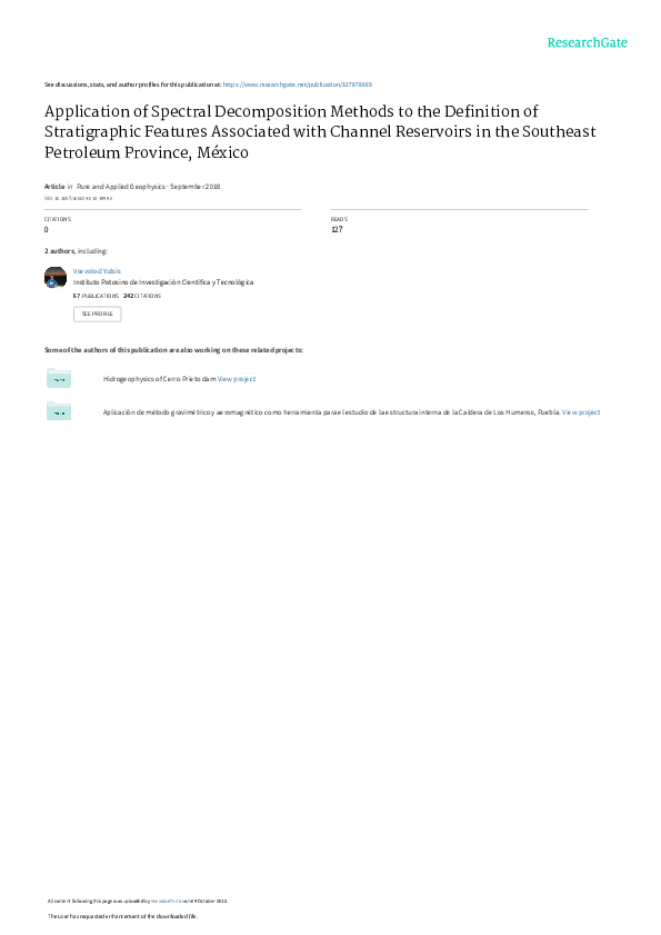 Pdf Application Of Spectral Decomposition Methods To The Definition Of Stratigraphic Features