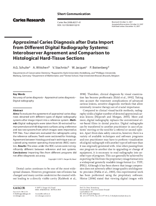 Pdf Approximal Caries Diagnosis After Data Import From Different