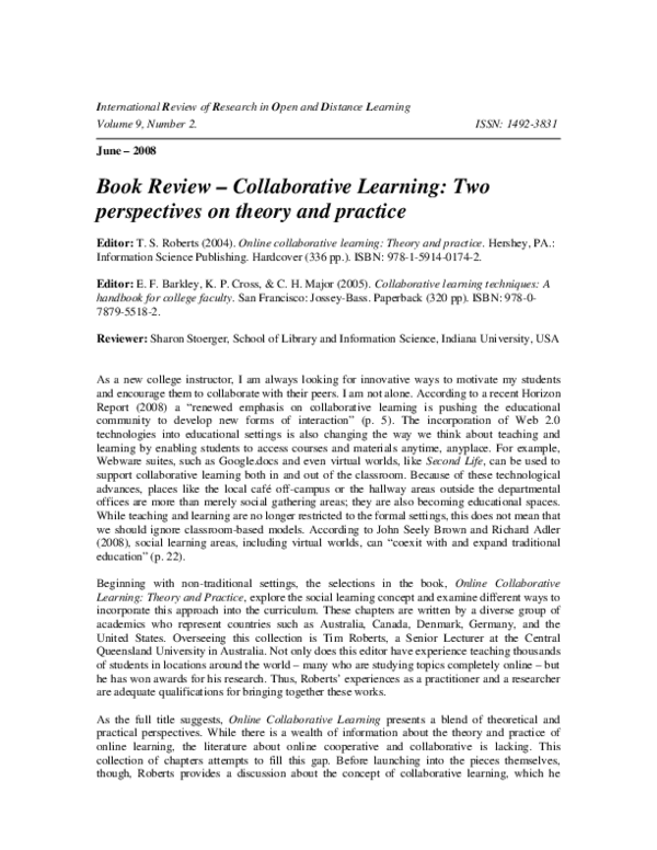 (PDF) Collaborative Learning: Two perspectives on theory and practice
