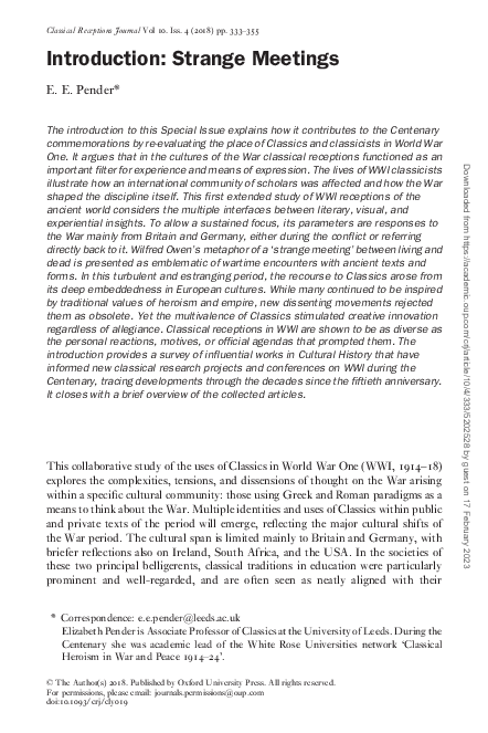 (PDF) Introduction: Strange Meetings