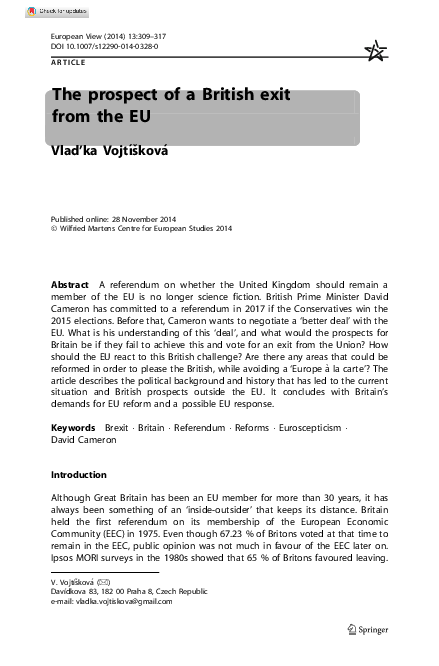 (PDF) The prospect of a British exit from the EU