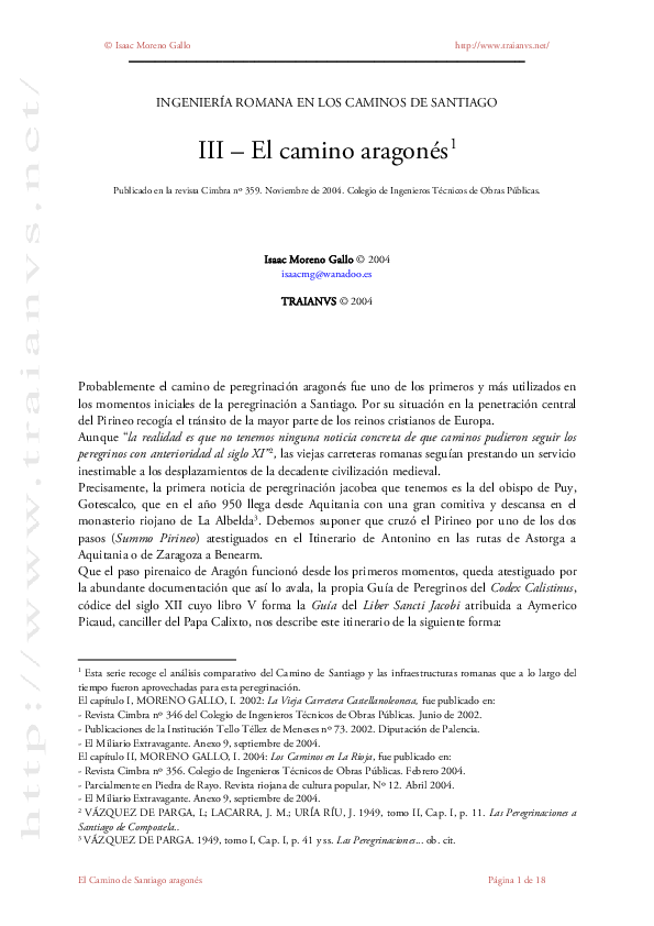 (PDF) Ingeniería romana en los caminos de Santiago: III, El camino aragonés