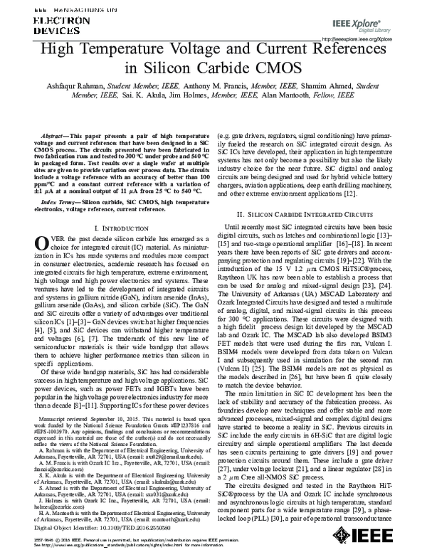 (PDF) High-Temperature Voltage and Current References in Silicon ...