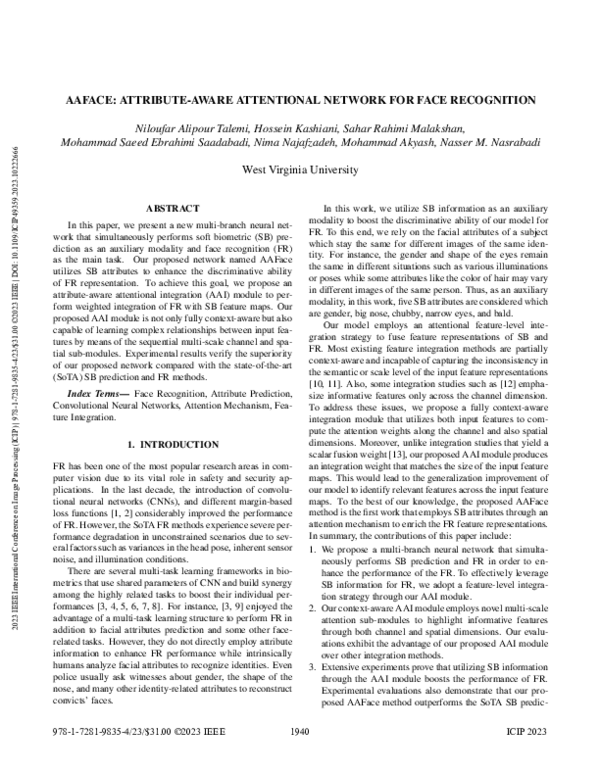(PDF) AAFACE: Attribute-Aware Attentional Network for Face Recognition