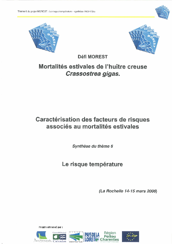 (PDF) Caractérisation des facteurs de risques associés au mortalités estivales - Synthèse du ...