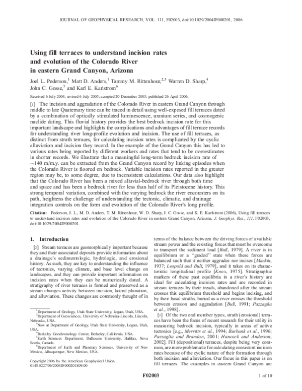(PDF) Using fill terraces to understand incision rates and evolution of ...
