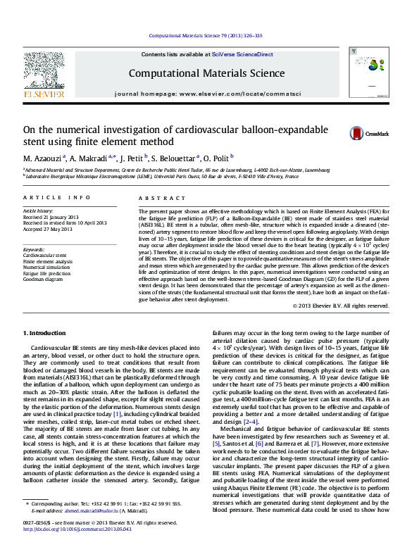 (PDF) On the numerical investigation of cardiovascular balloon ...
