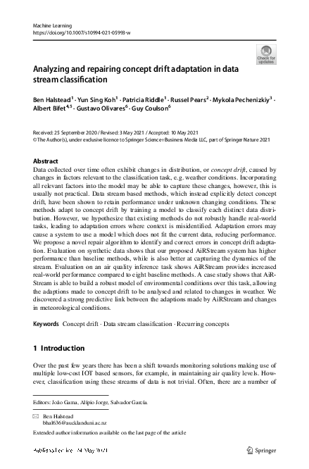 (PDF) Analyzing and repairing concept drift adaptation in data stream classification