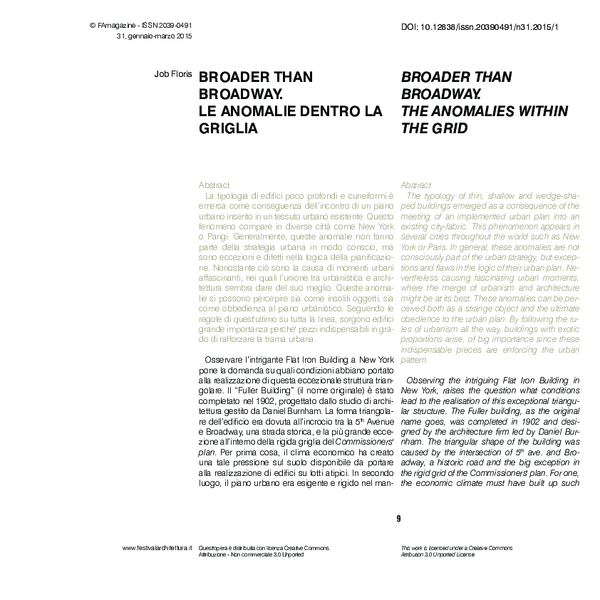 (PDF) Broader than Broadway. Le anomalie dentro la griglia