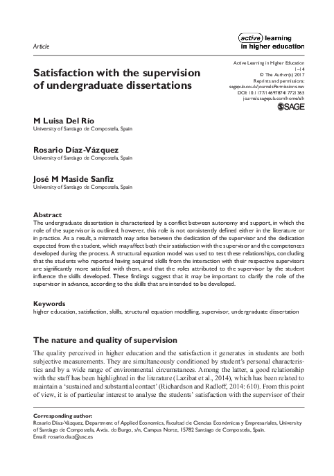 (PDF) Satisfaction with the supervision of undergraduate dissertations