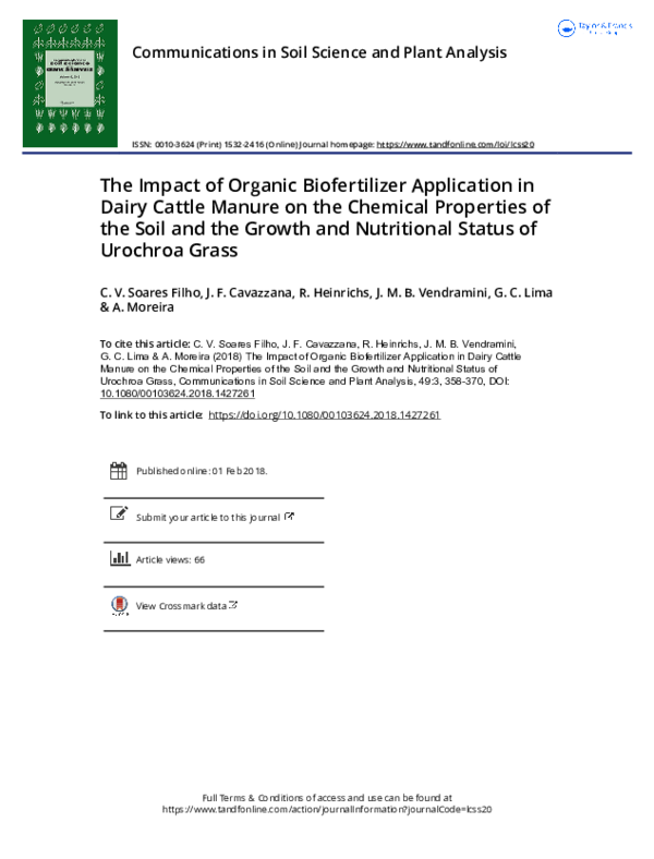 (PDF) The Impact of Organic Biofertilizer Application in Dairy Cattle Manure on the Chemical ...