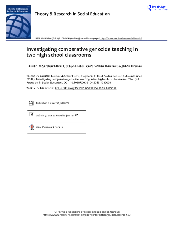 (PDF) Investigating comparative genocide teaching in two high school ...