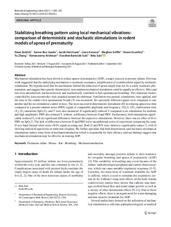 (PDF) Stabilizing breathing pattern using local mechanical vibrations: comparison of ...
